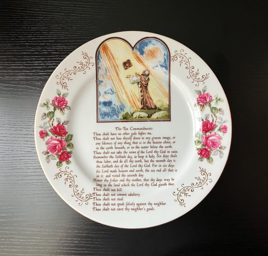 VTG the Ten Commandments Porcelain Wall Plate, Norleans, Japan, 10 1/4 ...