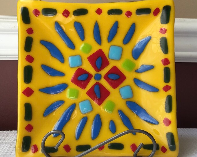 Vintage Greek Mixaha Square Art Glass Plate, 8” X 8” - Etsy