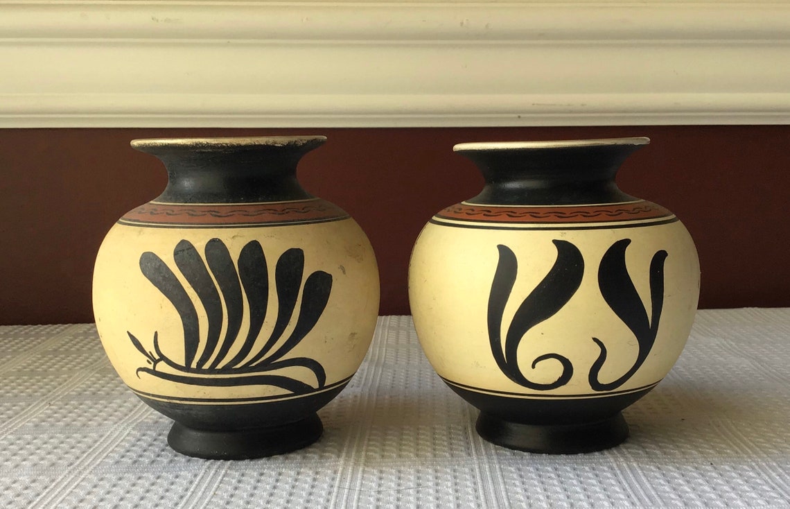 Lot Of 2 Ceramic Greek Warrior Vases Made In Greece 4 | Etsy