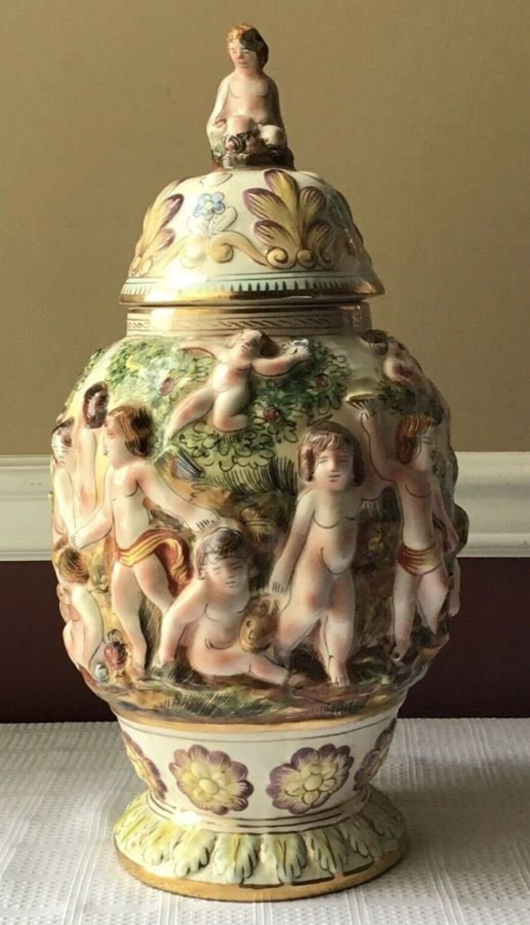 RARE XL Vintage Capodimonte Porcelain Urn, 17.5 Tall - Etsy