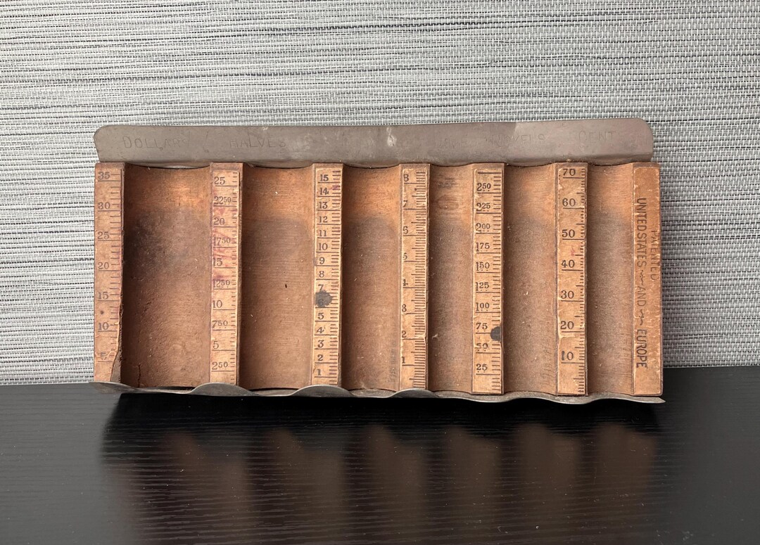 Antique Universal Coin Tray, Wooden Coin Counter Tray, Bank Teller ...