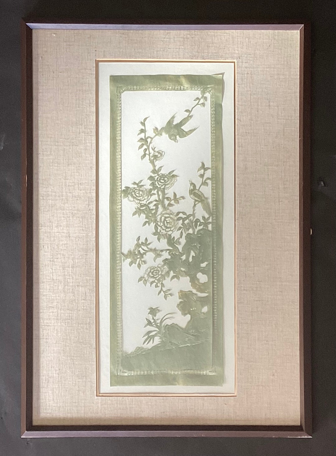 Vintage Japanese Paper Cut Art/ Kirigami, Framed Under Glass, 20” X 14 ...
