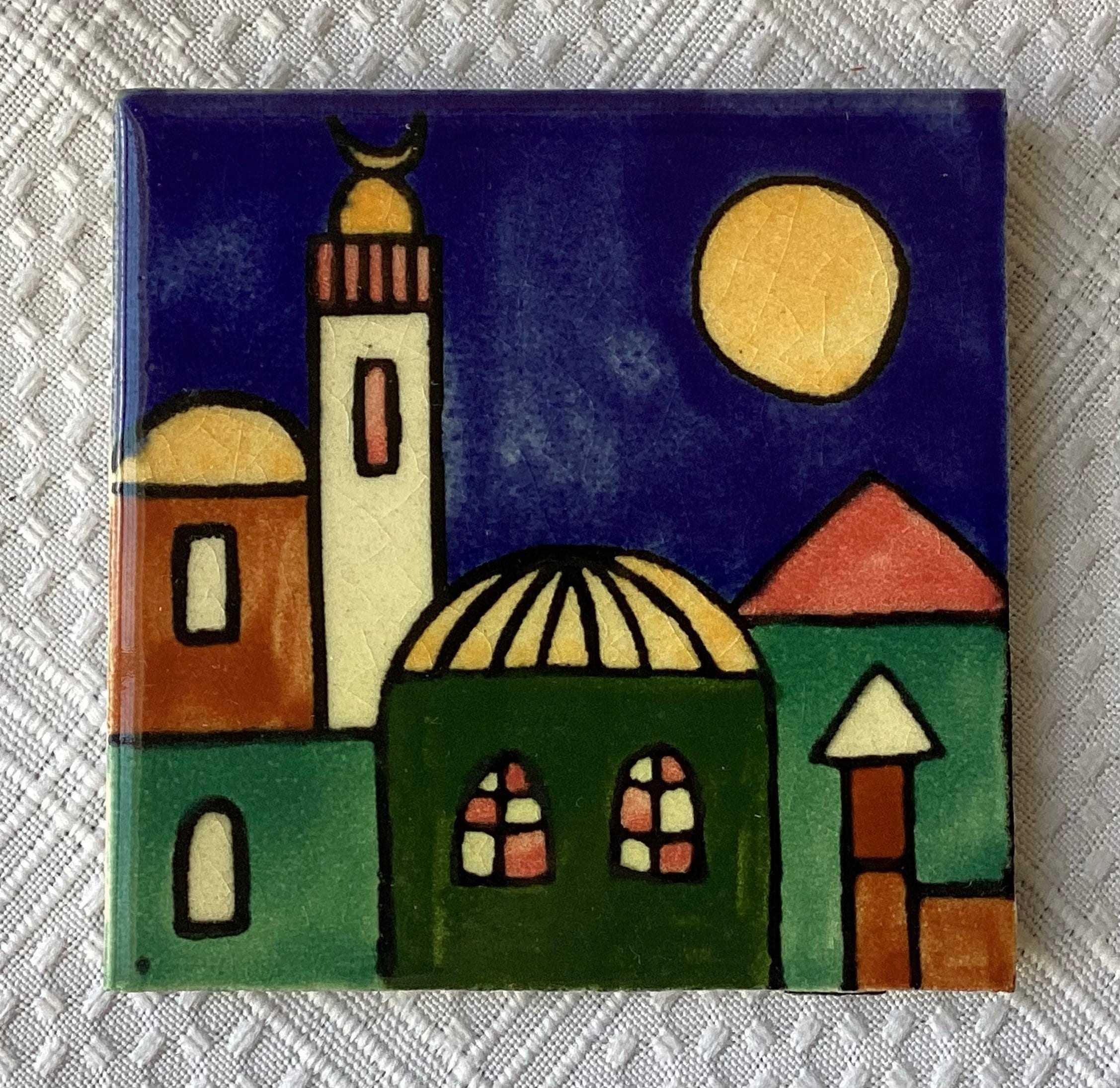 Vintage Islamic Hand Painted Ceramic Tile With Wooden Display - Etsy