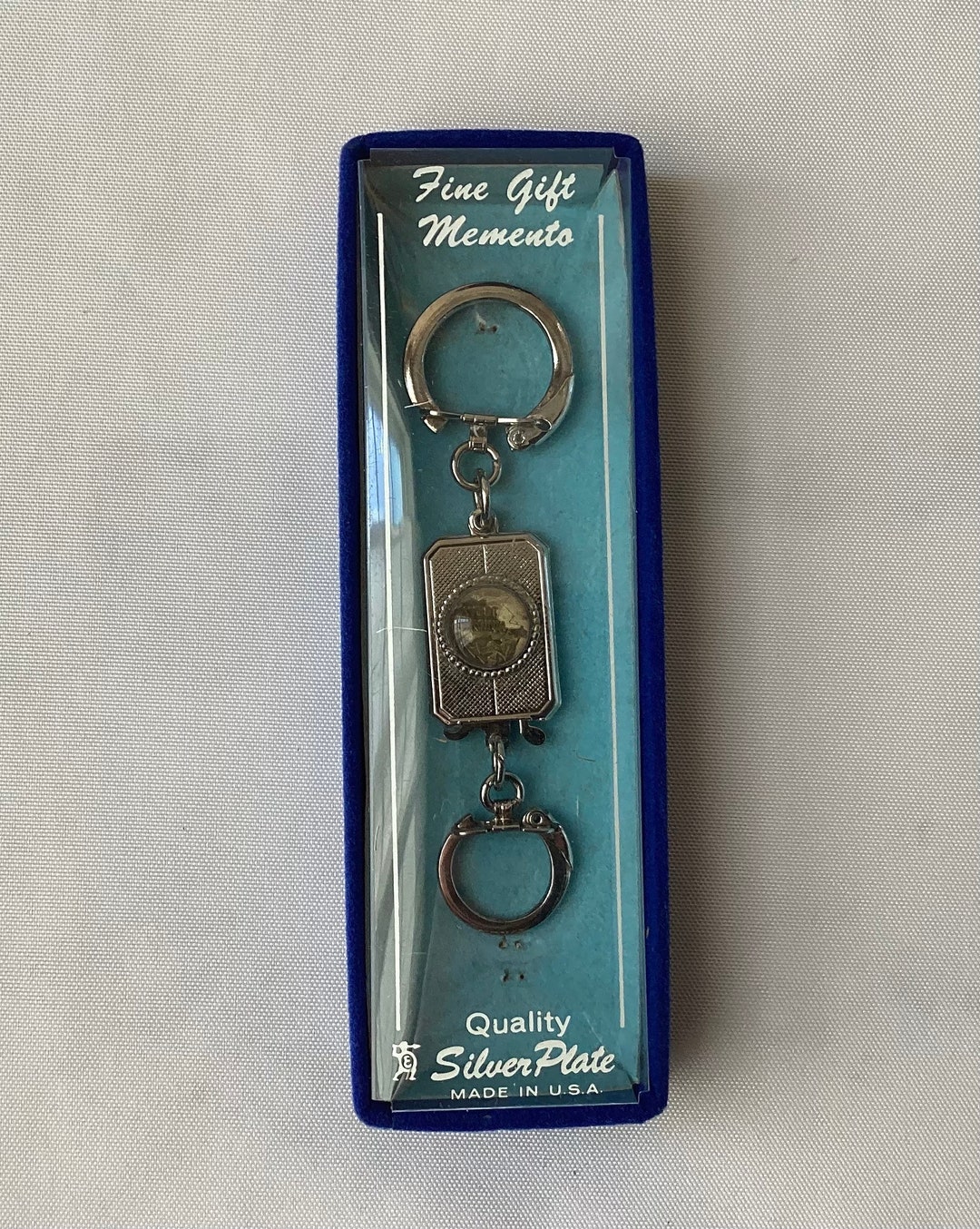 VTG Fine Gift Memento Silver Plate Keychain in Box, USA/ West Virginia ...