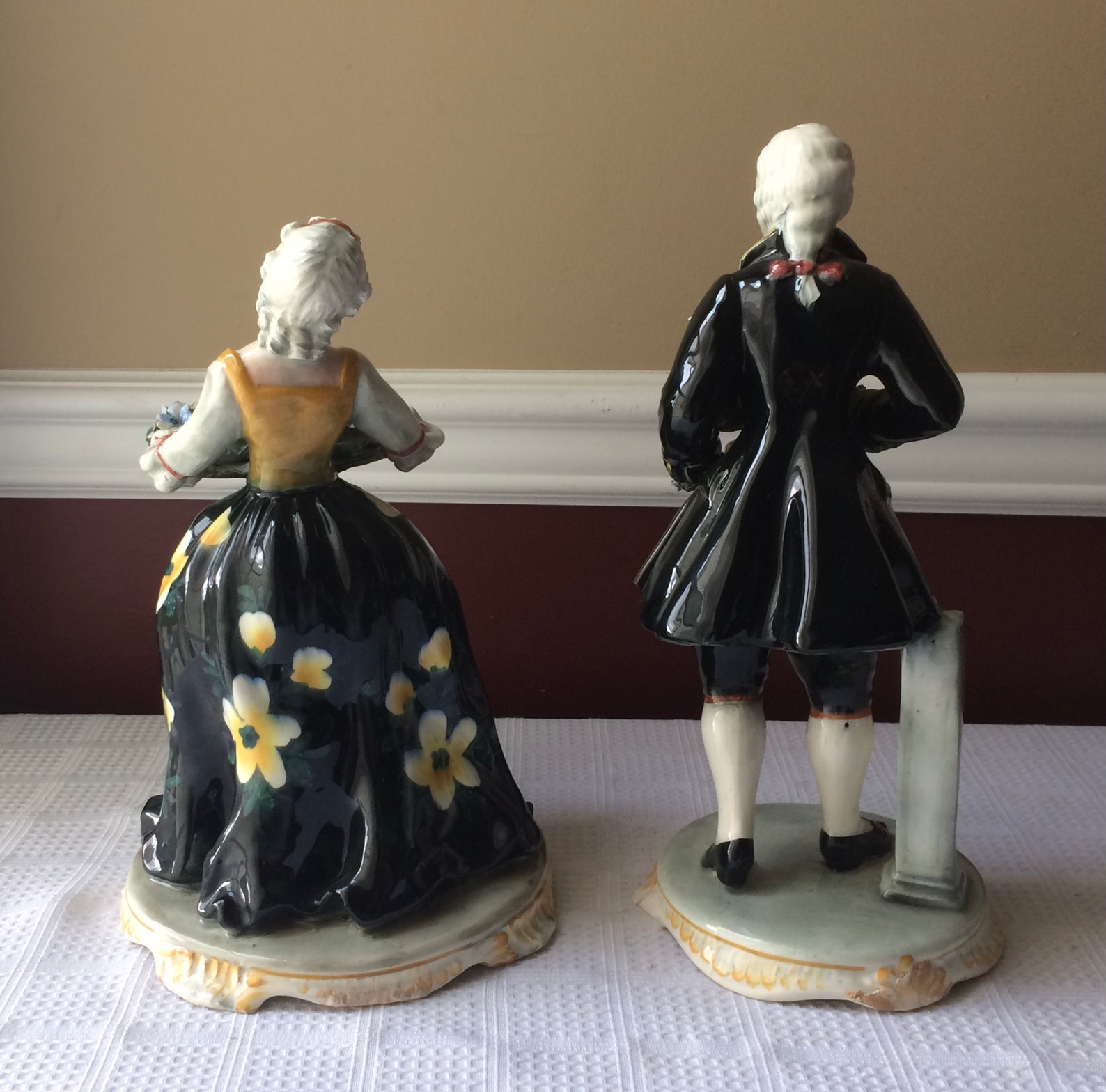 Large Antique Pair of Victorian Style Porcelain Italian Figurines, 12 3 ...