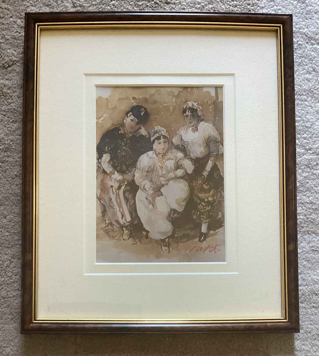 Vintage Art Offset Lithograph Print From Painting, Three Ladies Are ...