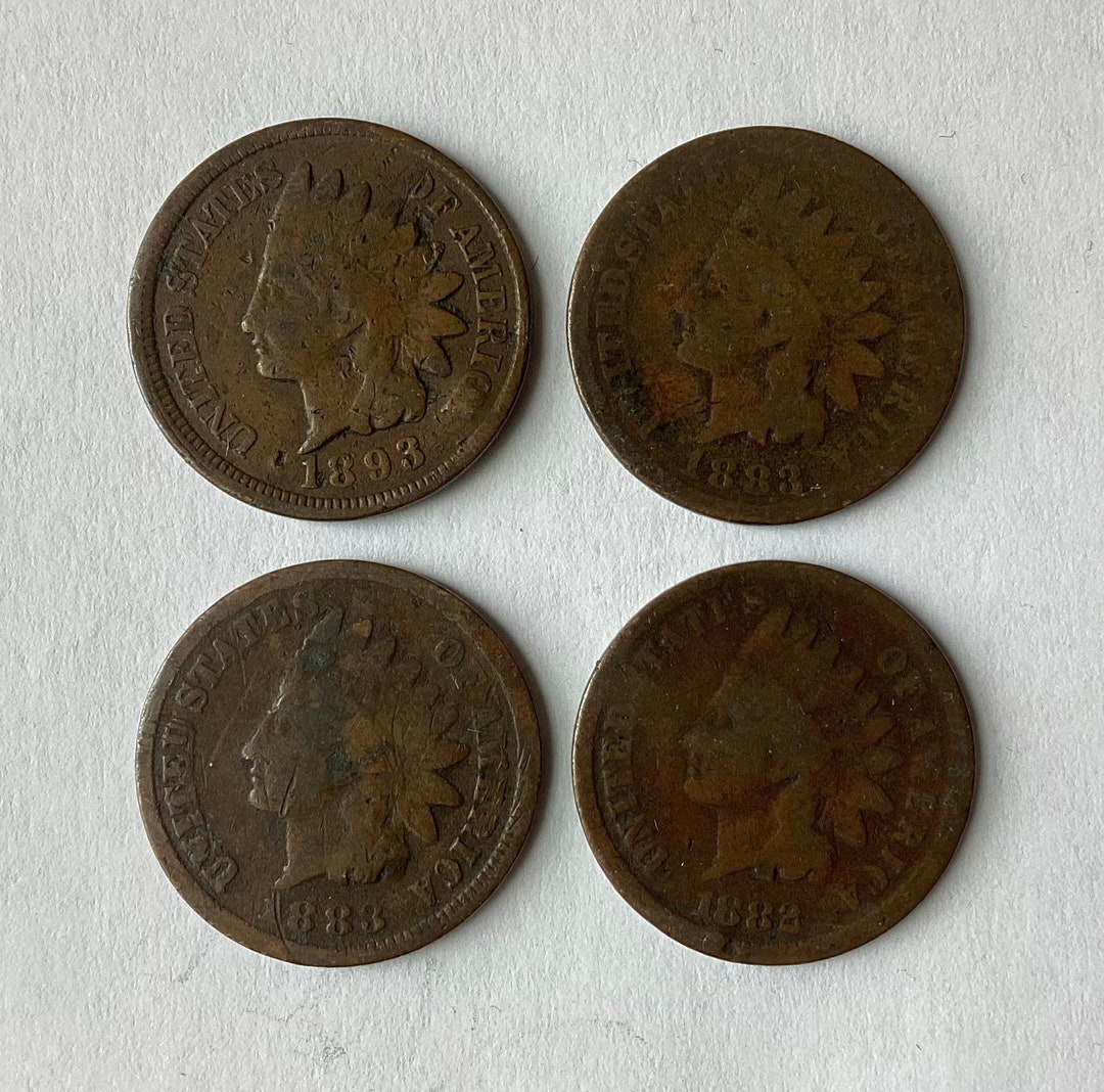 Antique Lot of 4 Indian Head One Cent Coins: 1882, 1883, 1883, 1893 - Etsy