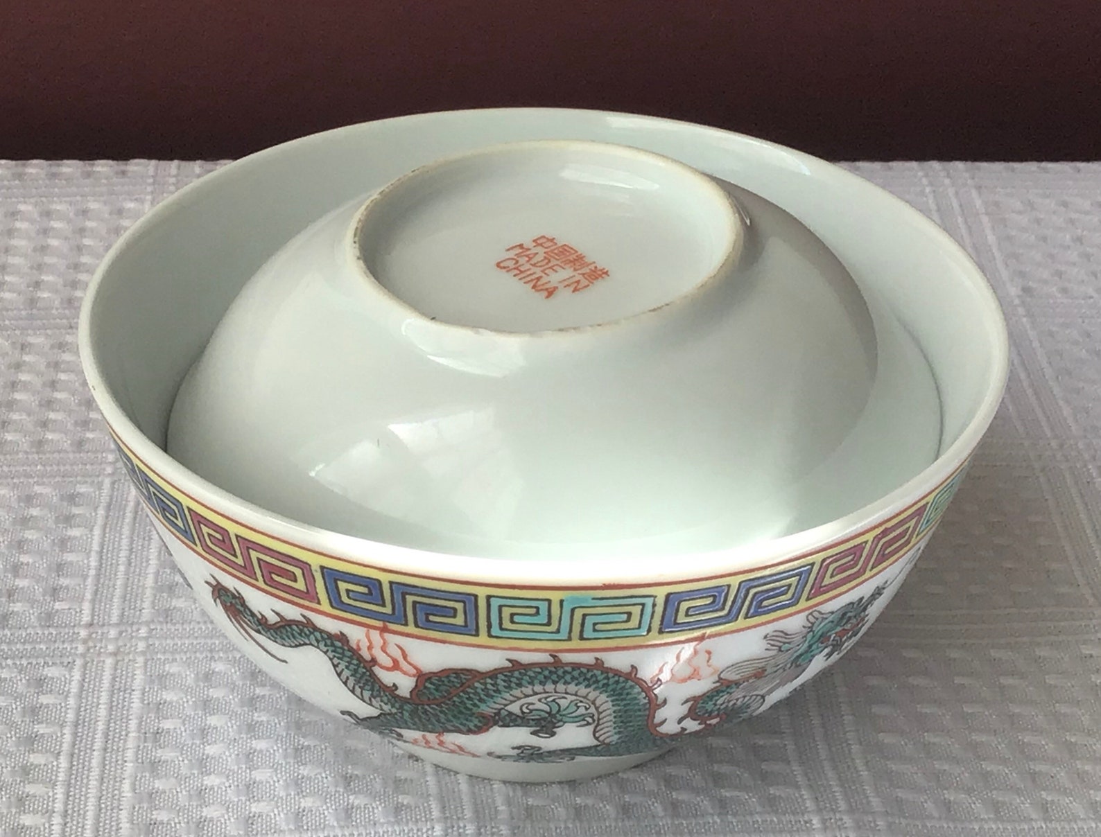 7-piece Vintage Chinese Porcelain Covered Mugs & Rice Bowl Spoon ...