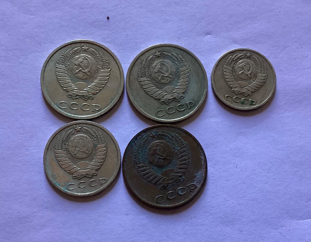 Lot of 5 Vintage CCCP Soviet Union Coins - Etsy