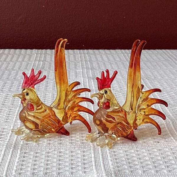 Blown Glass Rooster - Etsy