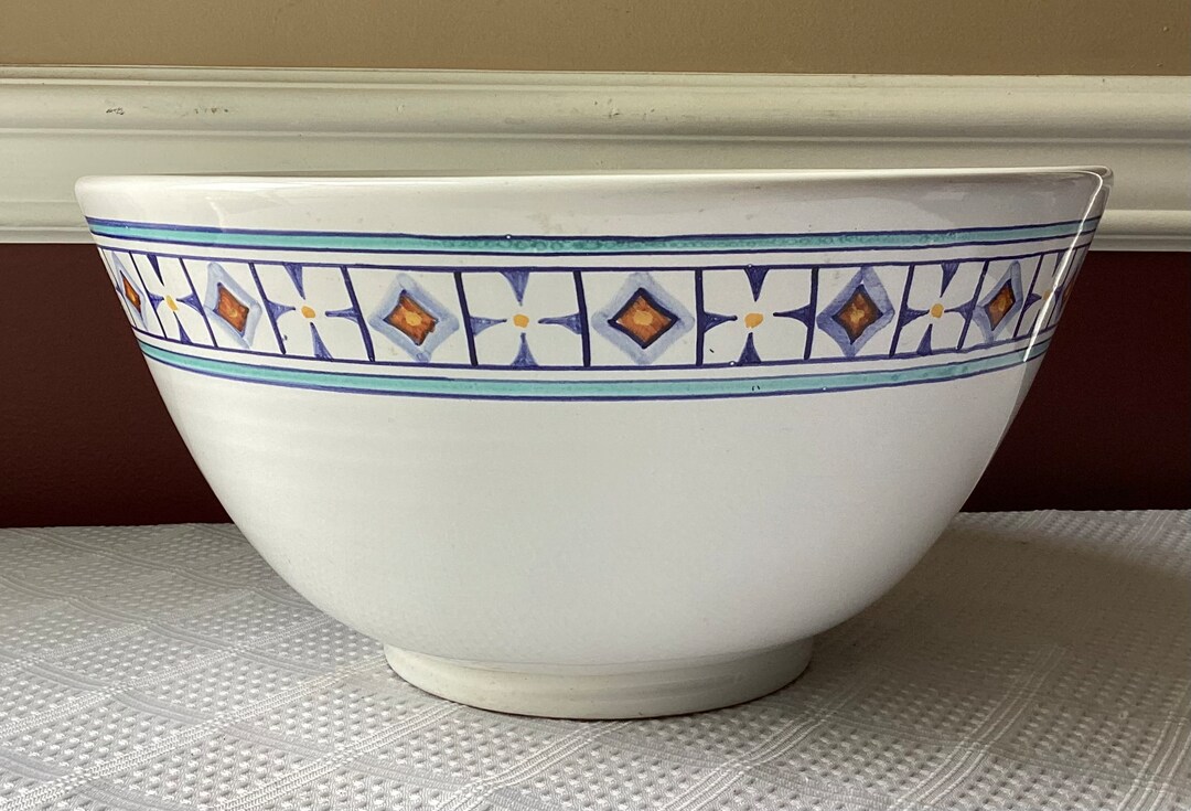 Vintage Italian Ceramic Punch Bowl, Signed, Deruta, Italy, 11 5/8” D X ...