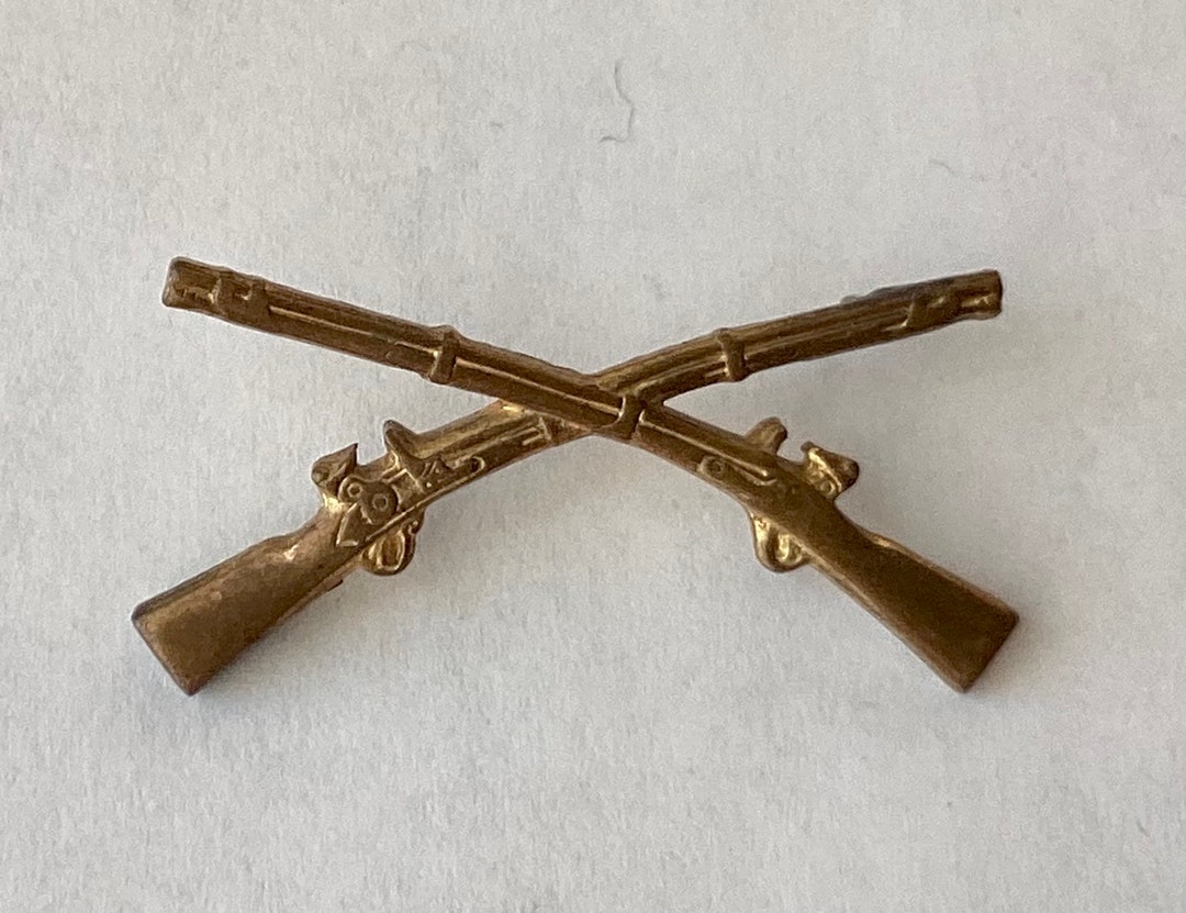 Vintage WWII Original US Officer Crossed Rifle Insignia Pin, Marked - Etsy