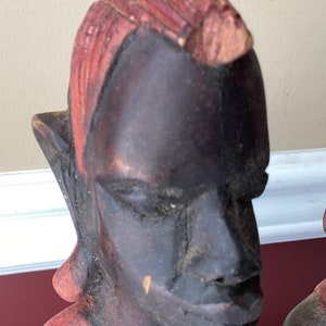 Lot of 2 Vintage African Wooden Statues, 1 Marked Kenya, Tallest: 12 1/ ...
