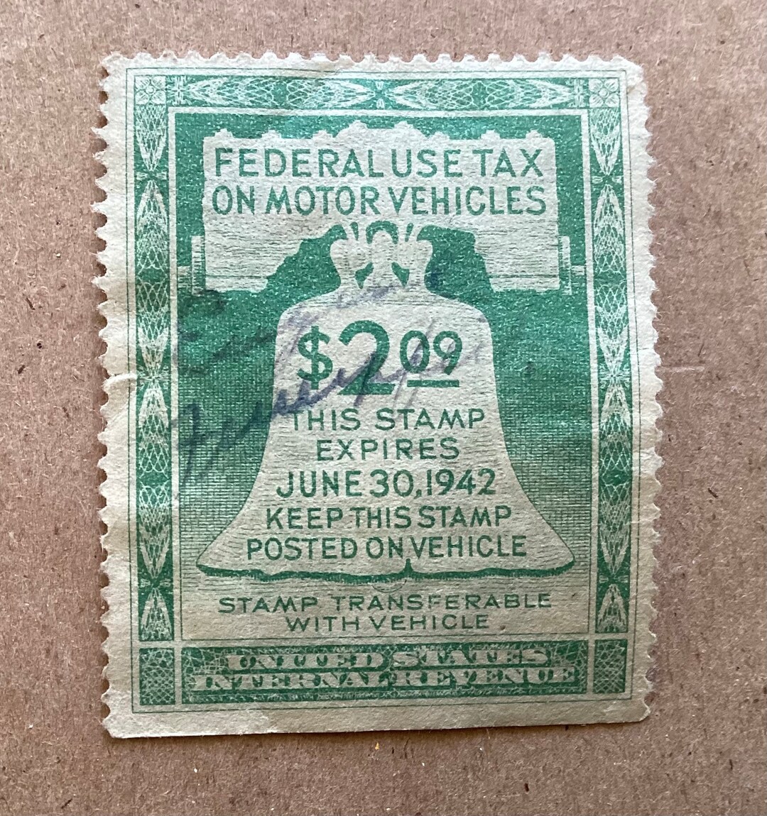 Vintage 1942 2.09 Federal Use Tax on Motor Vehicles Stamp, #RV-1 - Etsy