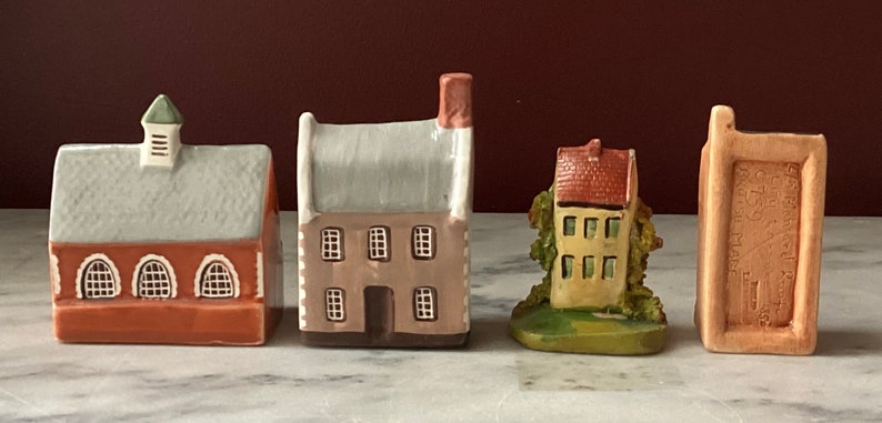 Lot of 4 Vintage Miniature House Figurines (various Makers & Materials ...