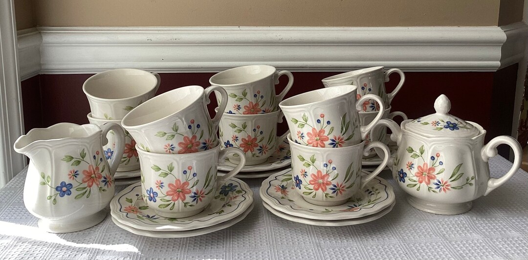 Vintage 23-piece Country French Ironstone Tea Set Service for 10, Japan ...