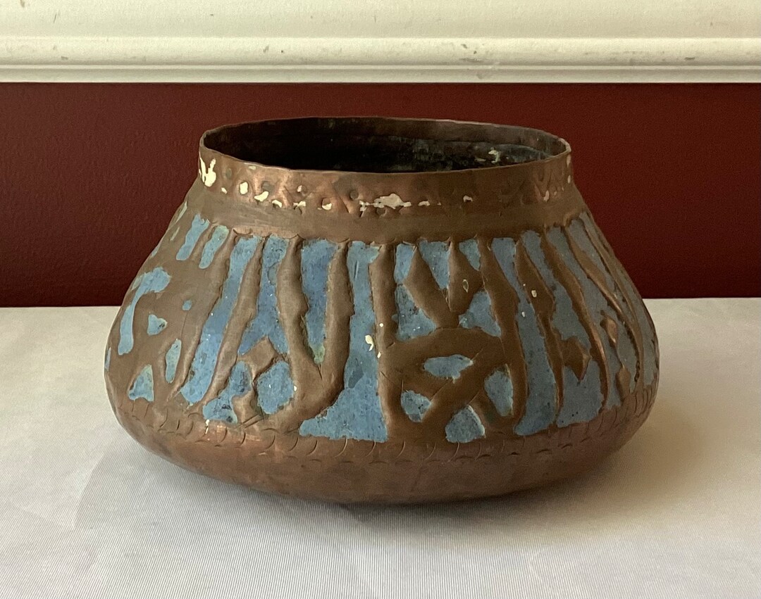 Antique 19th C. Islamic /arabic/middle Eastern Hand Hammered Copper Pot ...