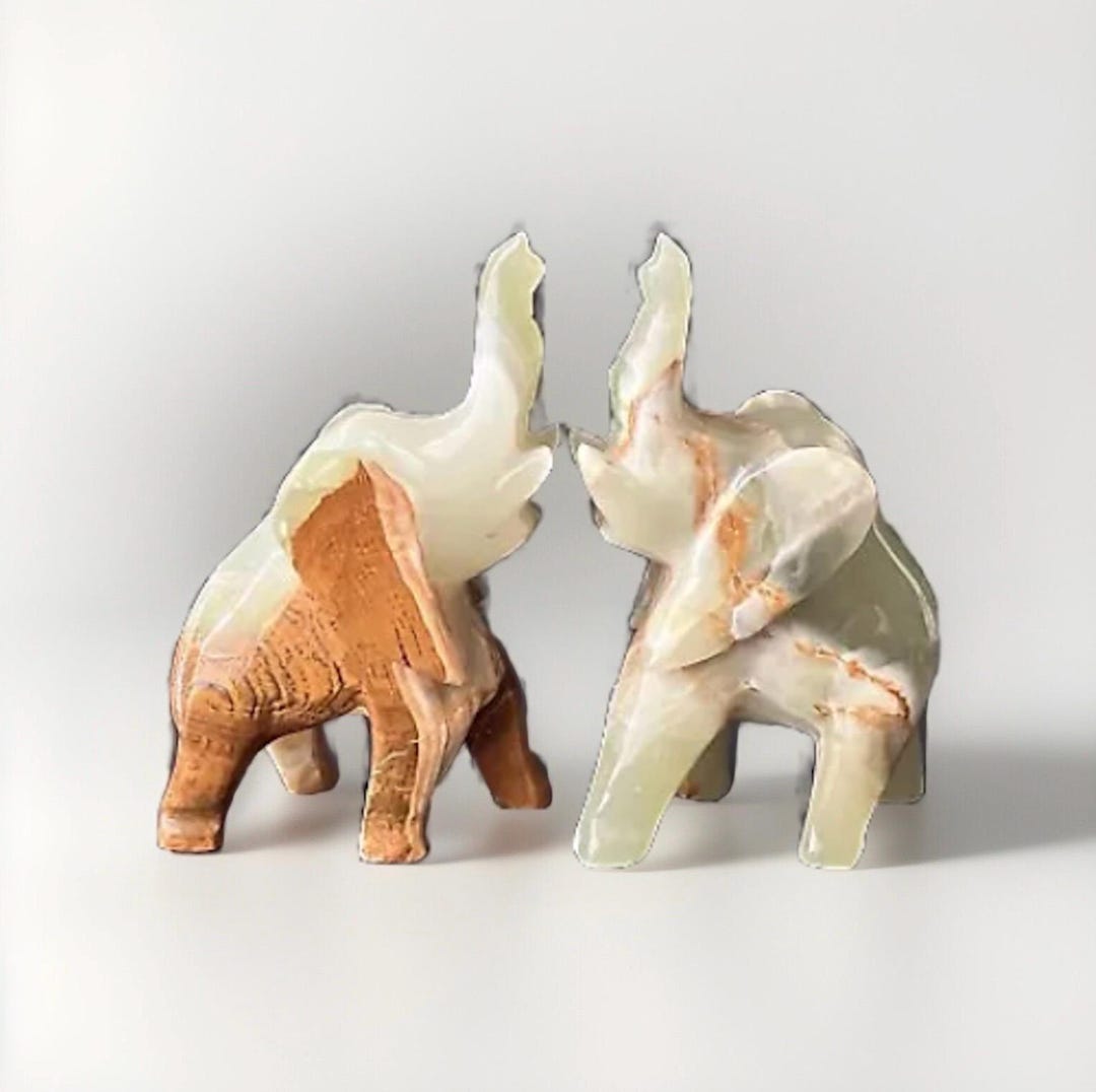 Pair of Vintage Alabaster Elephant Figurines, Unmarked, 4 5/8" Tall - Etsy