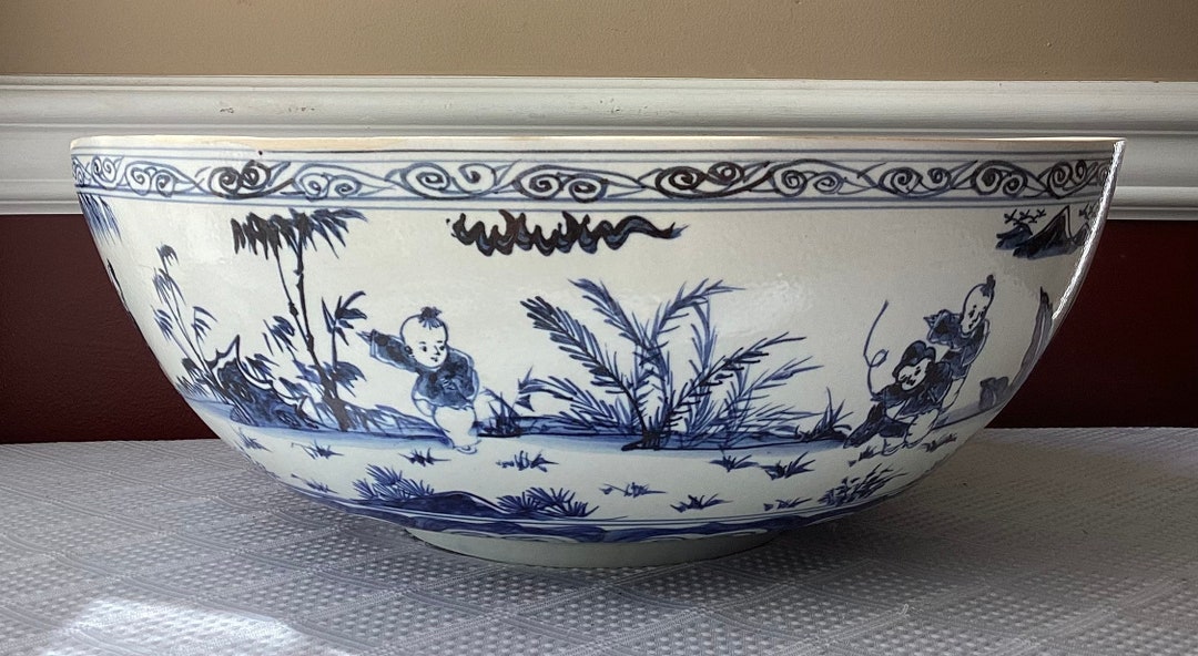 Huge Rare Vintage Chinese Eggshell Porcelain Blue & White - Etsy