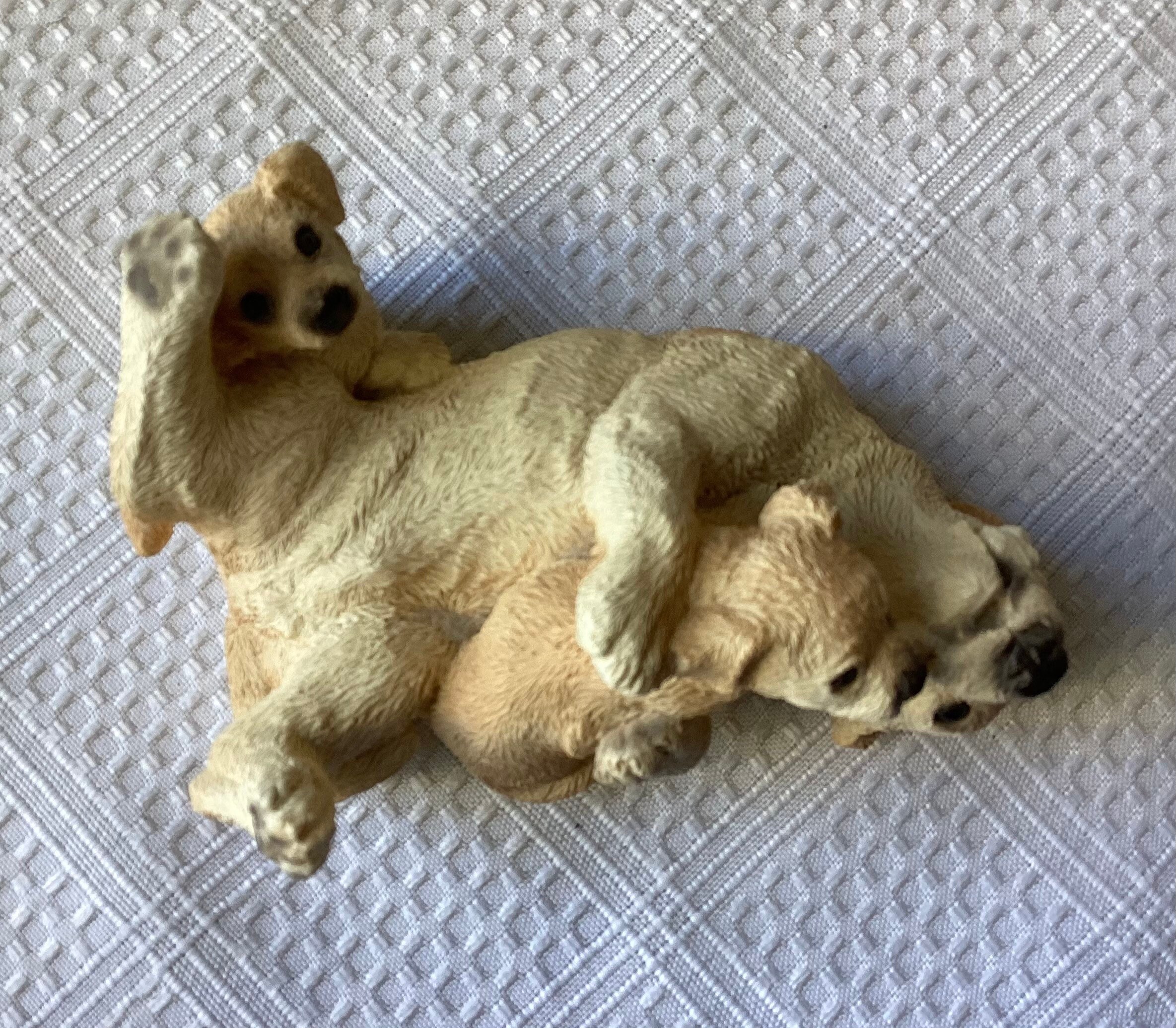 Vintage Stone Critters Yellow Lab Wrestles Figurine, United Design Corp ...