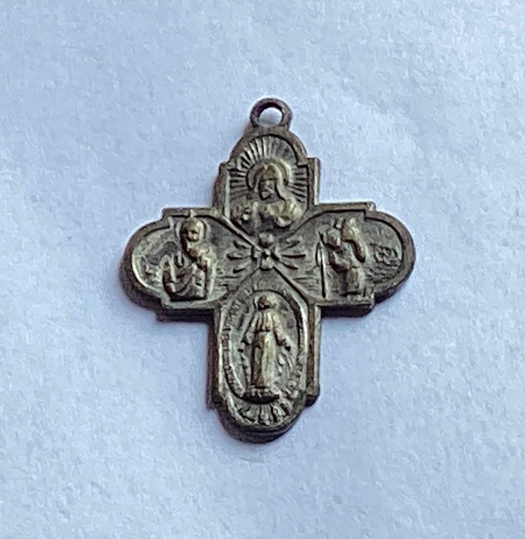 Vintage Catholic Four-way Cross Metal Medal Pendant/ Religious ...