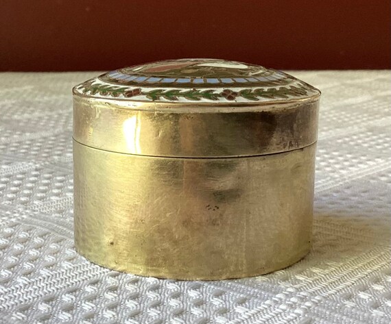 Vintage Enameled Brass Trinket Box with Peacocks, Ind… - Gem