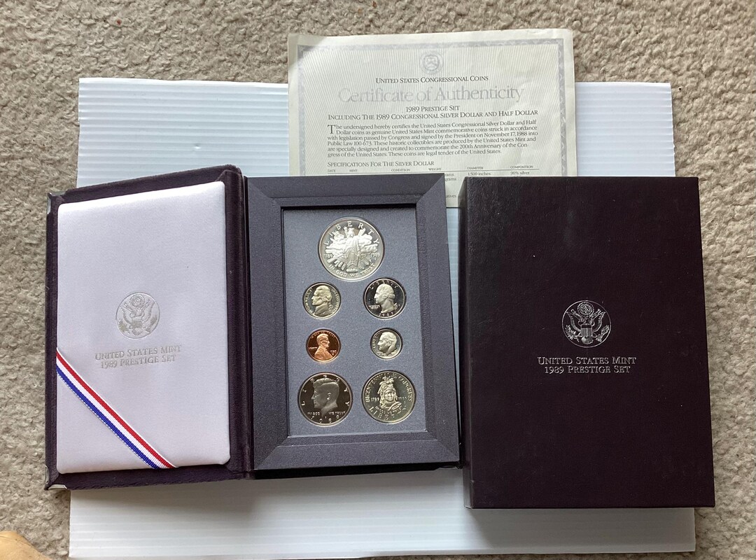 1989 Prestige 7 Coin Set, Mint Incl. Congressional Silver Dollar - Etsy