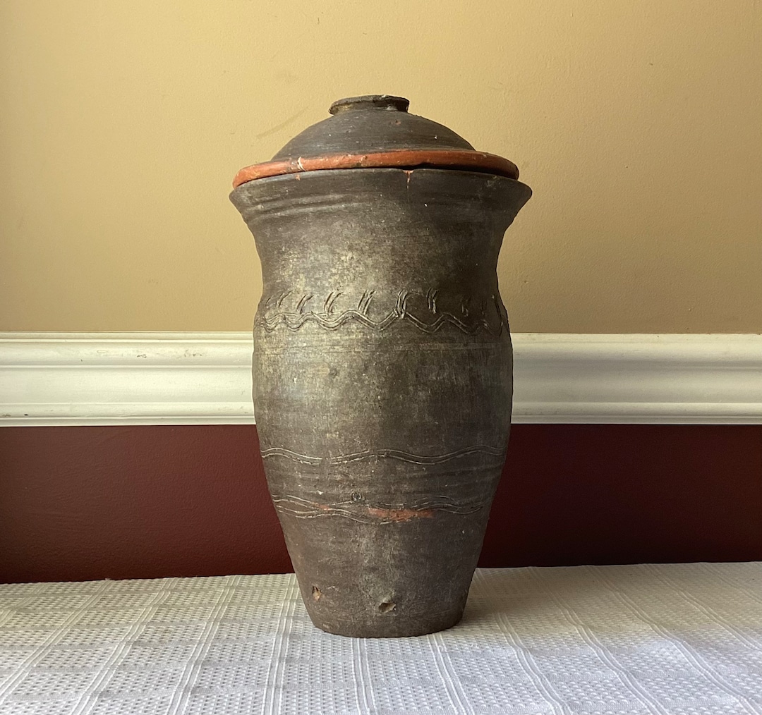 Antique Chinese 19th C. Ryukyu Kingdom Tsuboya Burial Urn, Inscriptions ...