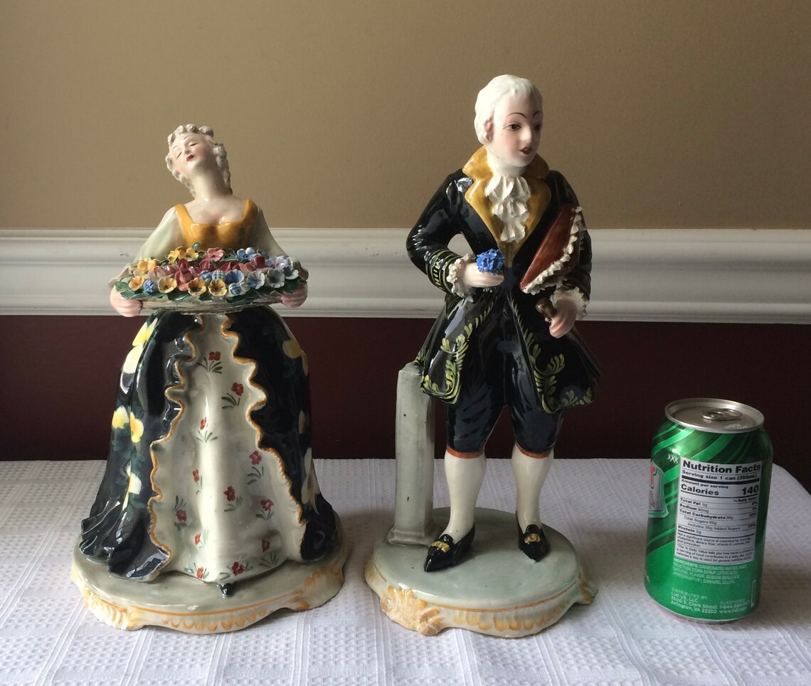 Large Antique Pair of Victorian Style Porcelain Italian Figurines, 12 3 ...