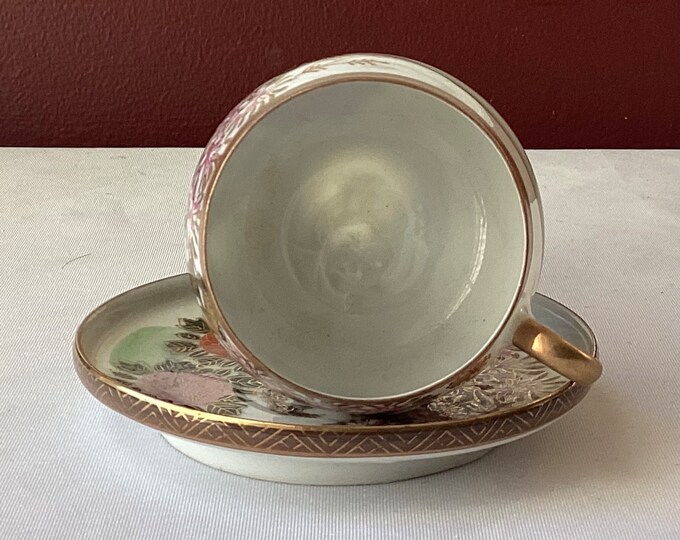 Small VTG Japanese Kutani Eggshell Lithophane Porcelain Teacup & Saucer ...