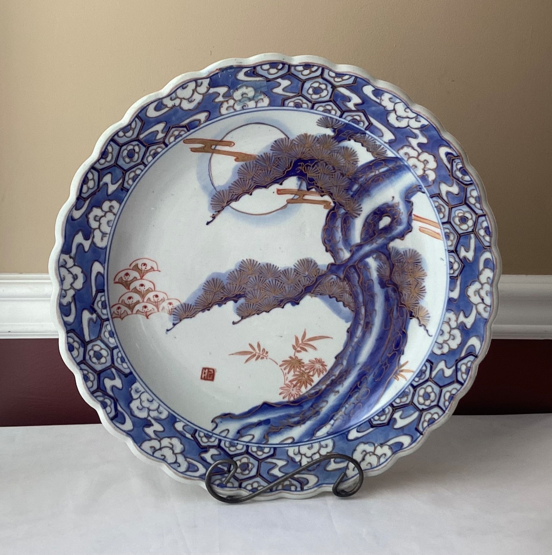 Antique Large Kakiemon Style Fuku Mark Japanese Porcelain Platter, Bat ...