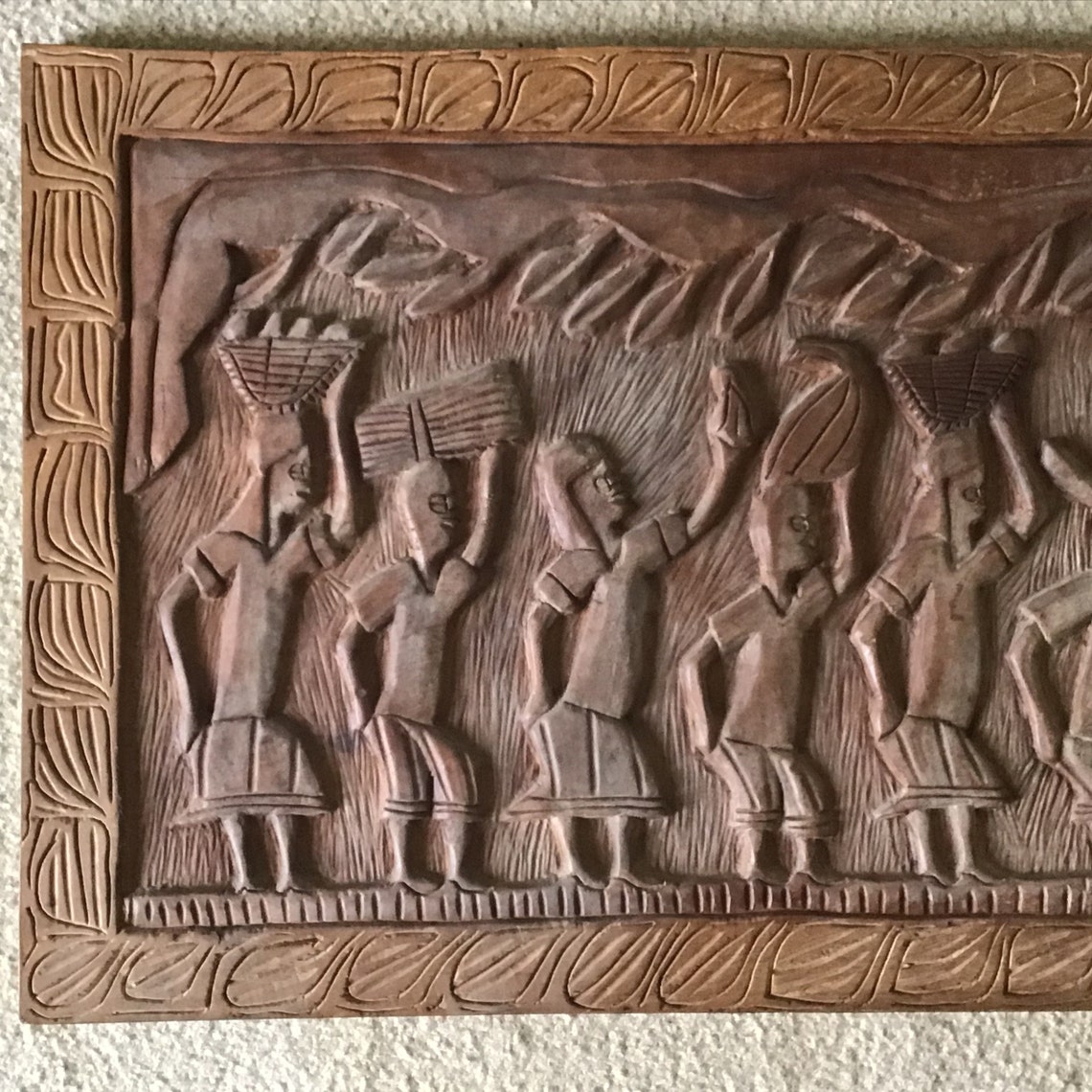 Vintage African Carved Wooden Folk Art Storyboard Wall Panel | Etsy