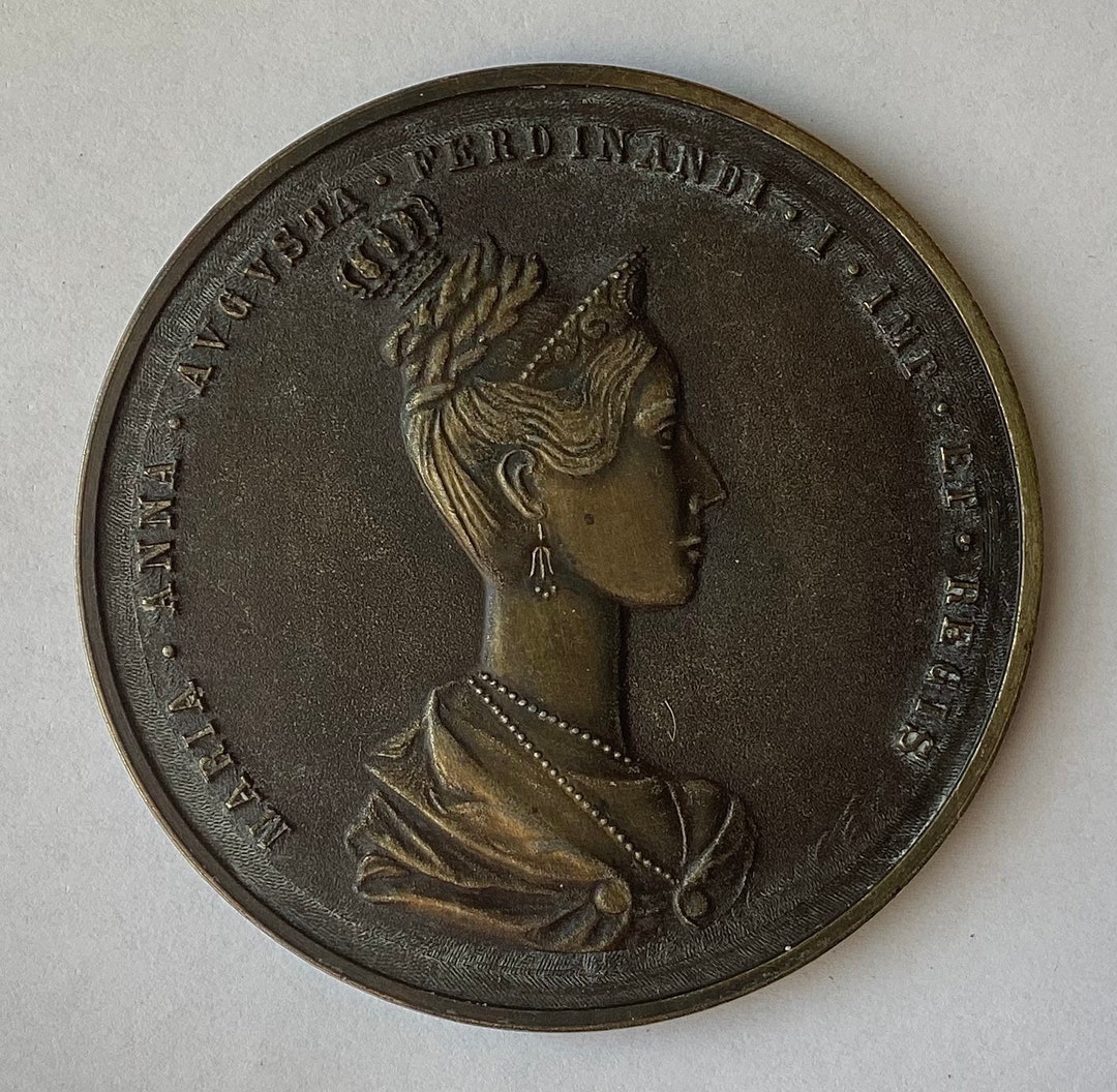 Antique 1836 Maria Anna Augusta Ferdinandi Coronation Coin Medal, 3, 98 ...