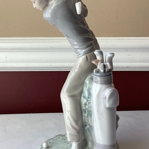 Vintage Lladro Young Man Golfer Porcelain Figurine, 11" Tall, Hand Made ...