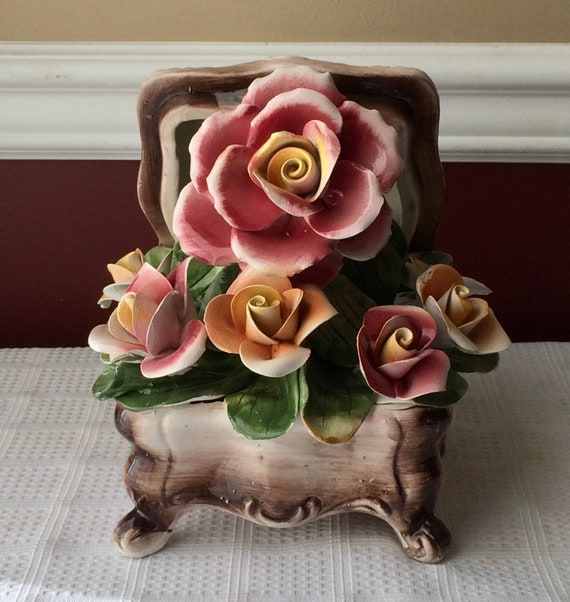 Vintage Porcelain Capodimonte Rose Flowers in Chest Made in - Etsy