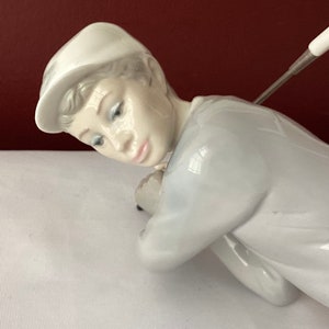 Vintage Lladro Young Man Golfer Porcelain Figurine, 11" Tall, Hand Made ...