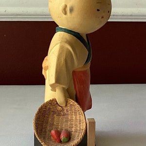 VTG Japanese Ceramic Boy Figurine on Wooden Base, Signed, 6" Tall - Etsy