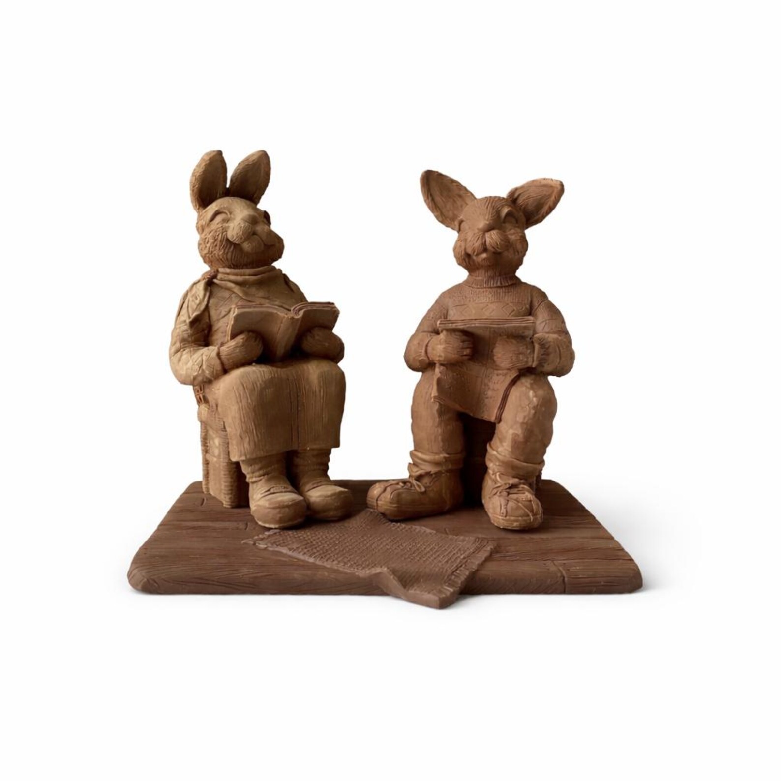 VTG 1994 Pecan Resin Rabbit Figurines With Base, “nana” & “papa”, 7 1/8 ...