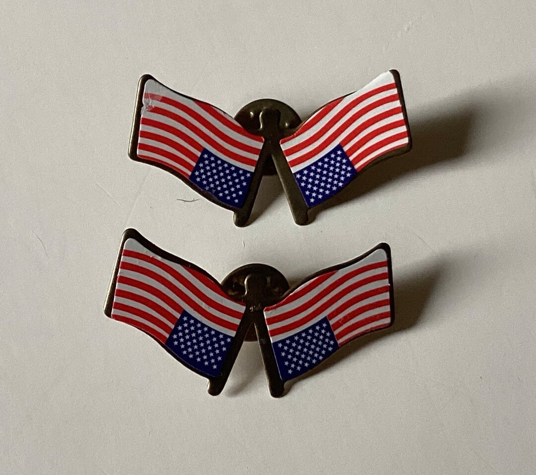 Pair of Vintage Double United States of America Flag Lapel Pins - Etsy