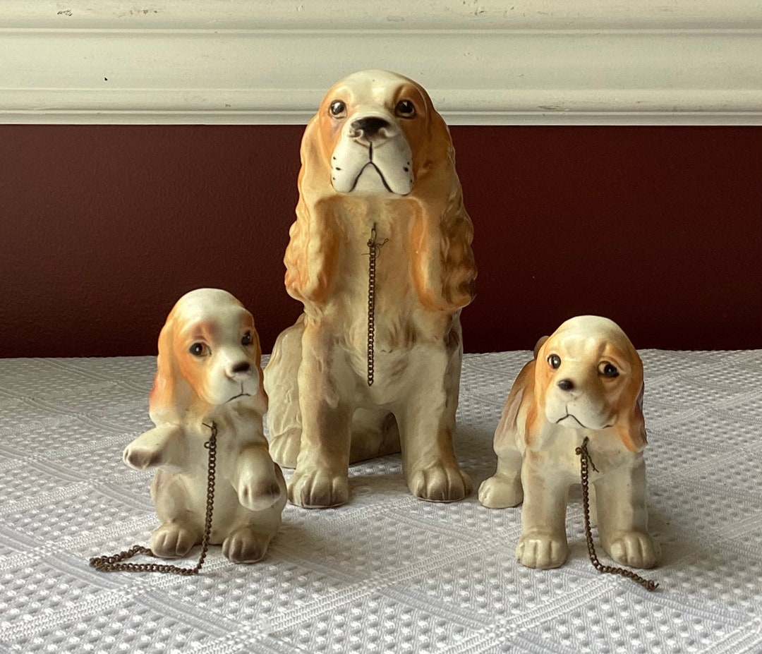 Vintage Porcelain Cocker Spaniel Dog Figurines Designed by Erich ...