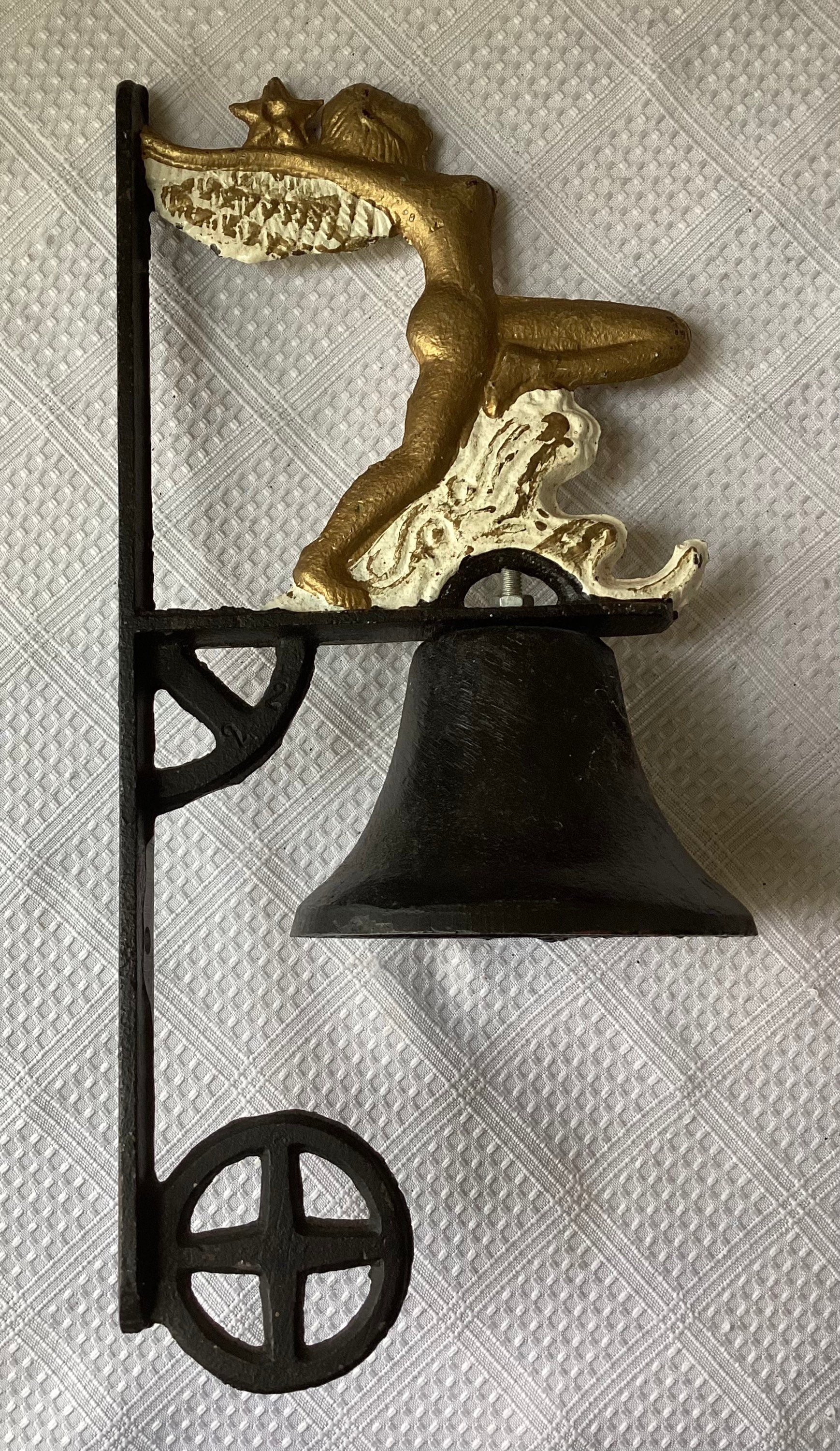 Vintage Wall Mount Cast Iron Bell With Winged Siren on Waves - Etsy