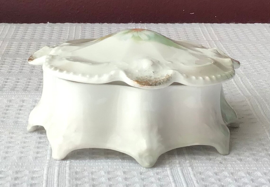Vintage European Floral Porcelain Trinket Box - Etsy