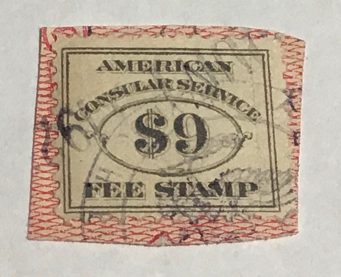 American Consular Service Fee Stamp 9, US #RK20 , 1906, Gray - Etsy