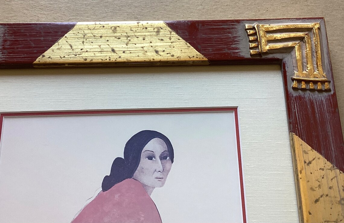 Vintage R. C. Gorman Print of Portrait of A Navajo Woman in Ornate ...