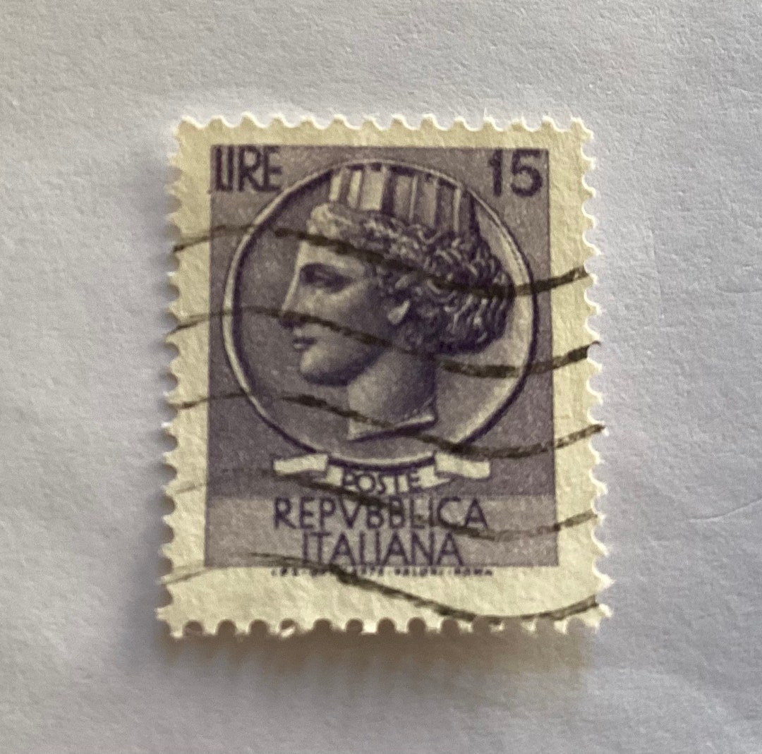 1968 Coin of Syracuse Repvbblica Italiana 15 Lire Stamp/ Italian Stamp ...