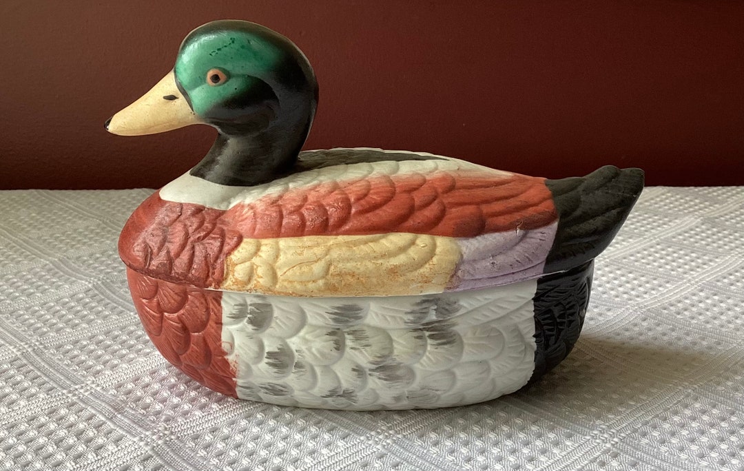Vintage Porcelain Trinket Box, Duck-shape Trinket Box/ Duck ...