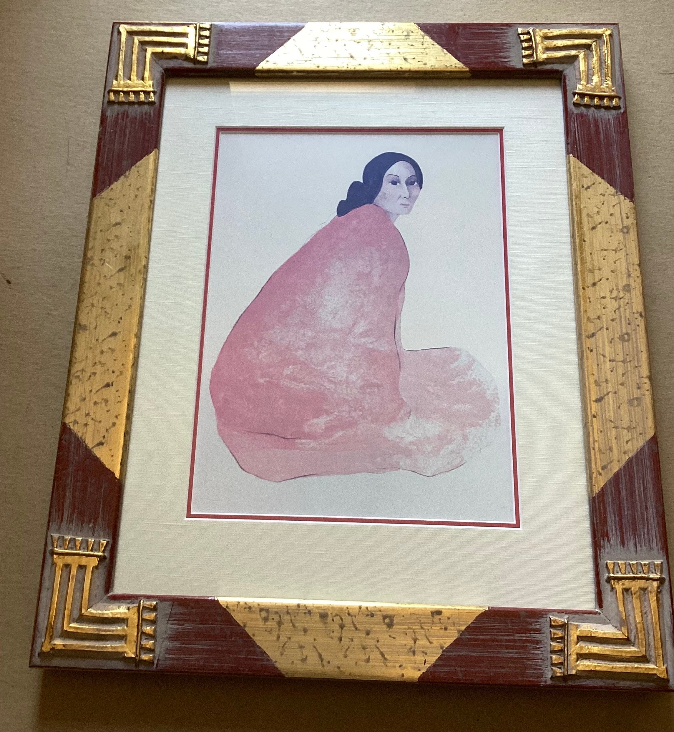 Vintage R. C. Gorman Print of Portrait of A Navajo Woman in Ornate ...