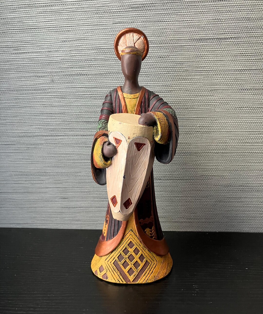 Vintage Nativity Wiseman Composite Figurine With Drum, 10.5" Tall ...