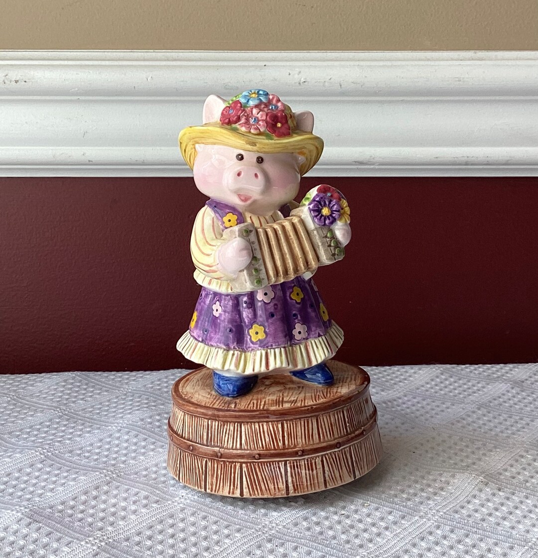Vintage Ceramic Music Box Pig (not Functional), Just for Decoration, 6 ...