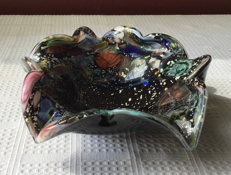 Vintage Greek Mixaha Polychrome Art Glass Bowl, 6 3/4” X 7” X 2 1/2” - Etsy